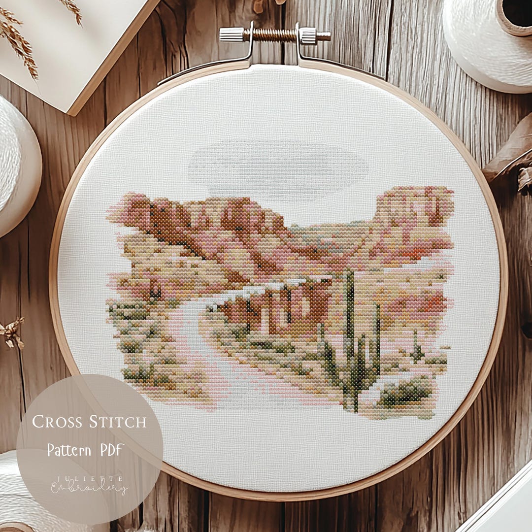 Cross Stitch Pattern Desert Landscape | Desert Embroidery Designs PDF ...