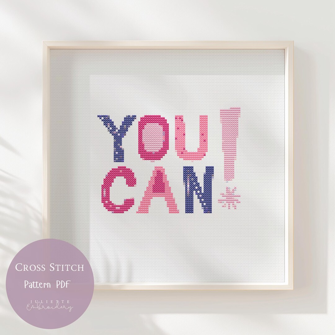 Mini Cross Stitch Pattern Quote "you Can" | Motivational Quotes ...