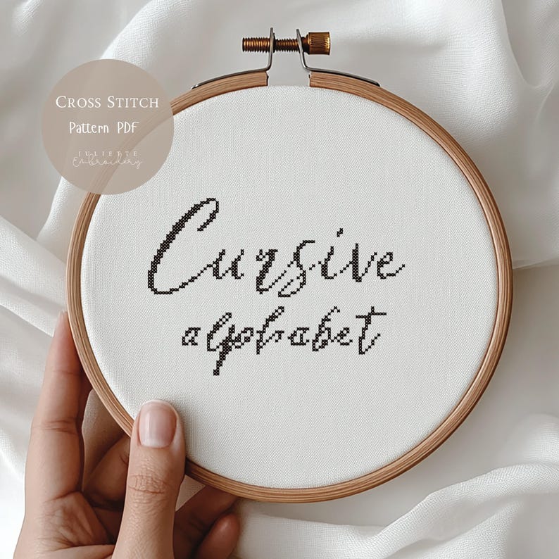 Full Alphabet Cross Stitch Pattern PDF | Calligraphy Font Cross Stitch ...