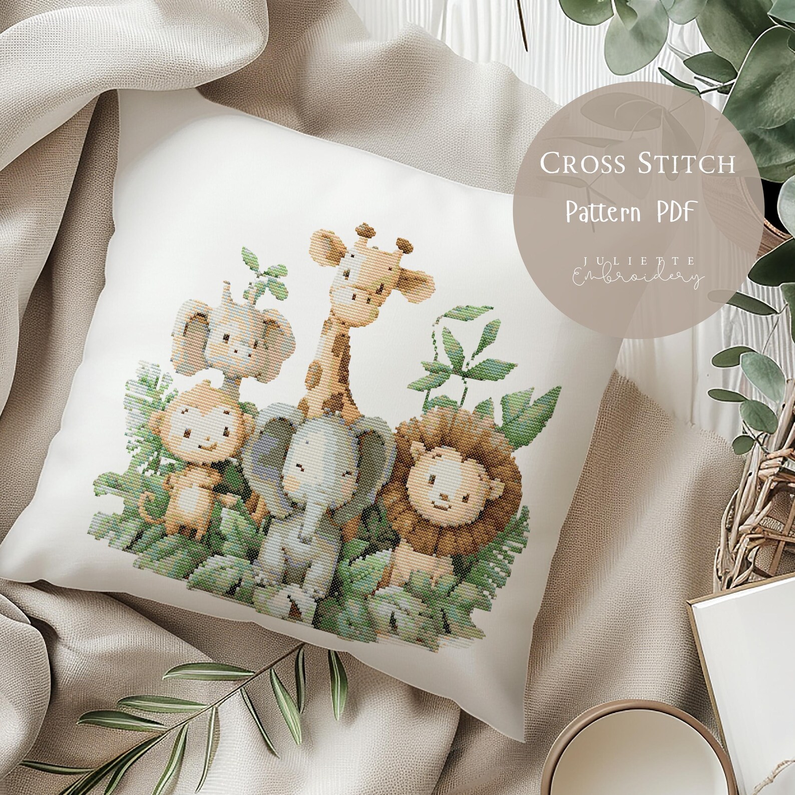 Cross Stitch Pattern Savana Animal |nursery Embroidery Designs Pdf ...