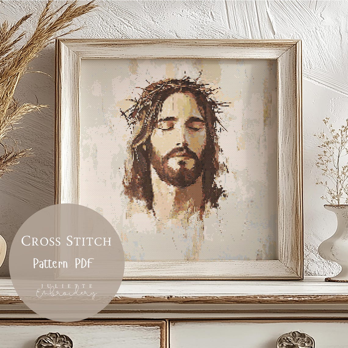 Cross Stitch Pattern Jesus Christ Praying |embroidery Designs PDF ...