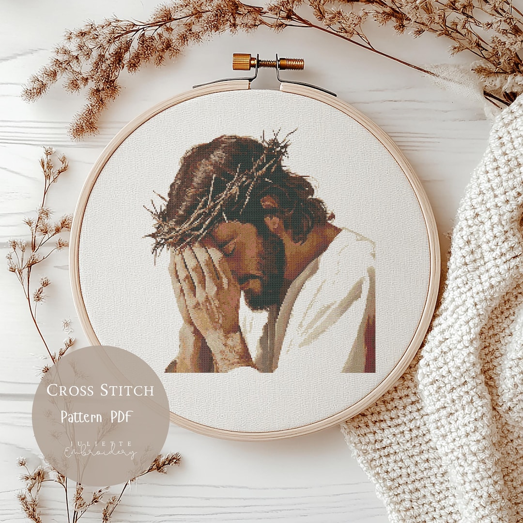 Cross Stitch Pattern Jesus Christ Praying |embroidery Designs PDF ...
