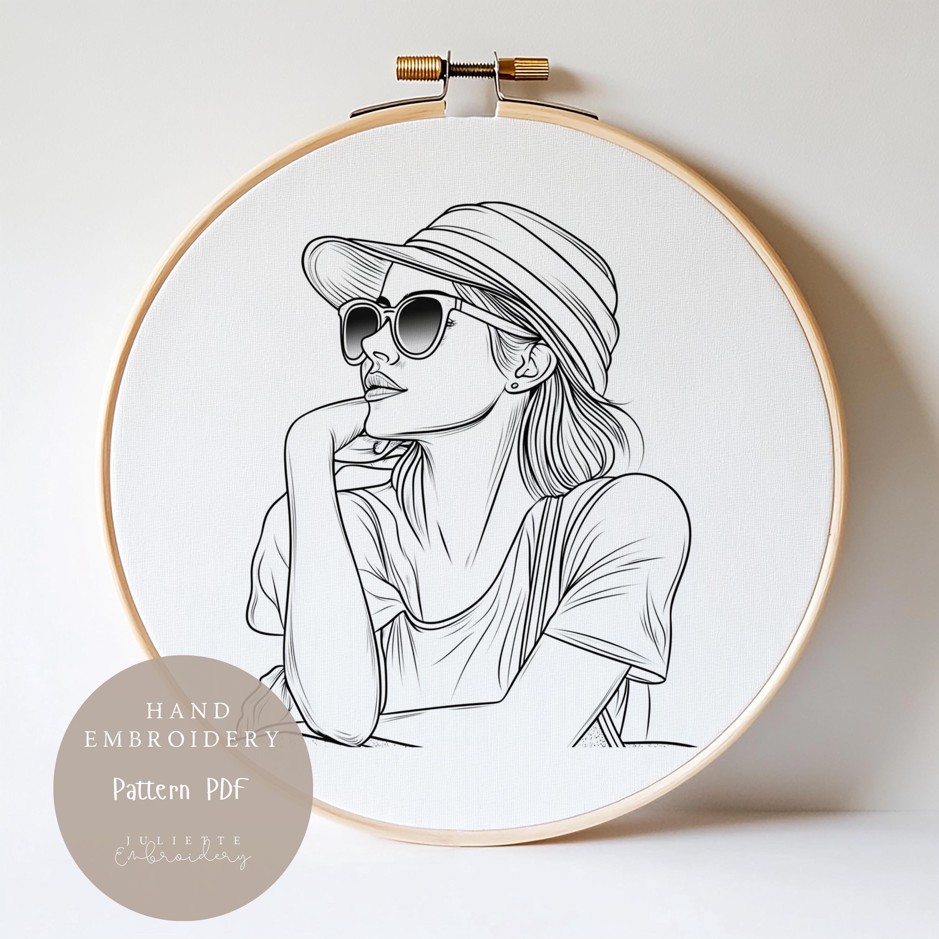 Woman Embroidery PDF Pattern| Girl Relaxing Time Embroidery Design ...