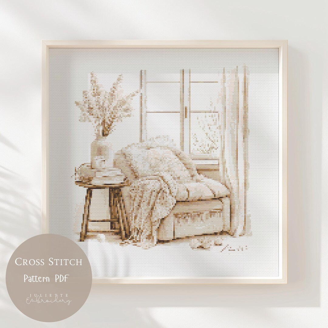 Cross Stitch Pattern Bookshelf | Home Nook Reading Embroidery Designs ...