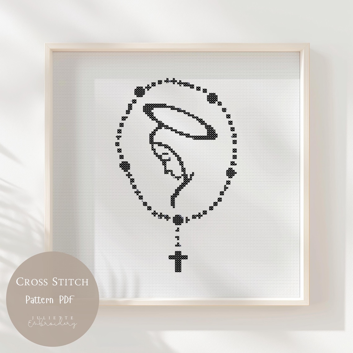 Mini Cross Stitch Pattern Virgin Holy Mary and Rosary|embroidery ...