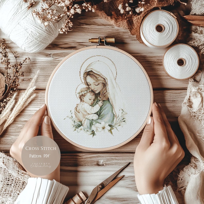 Cross Stitch Pattern Virgin Mary and Jesus |embroidery Designs PDF ...