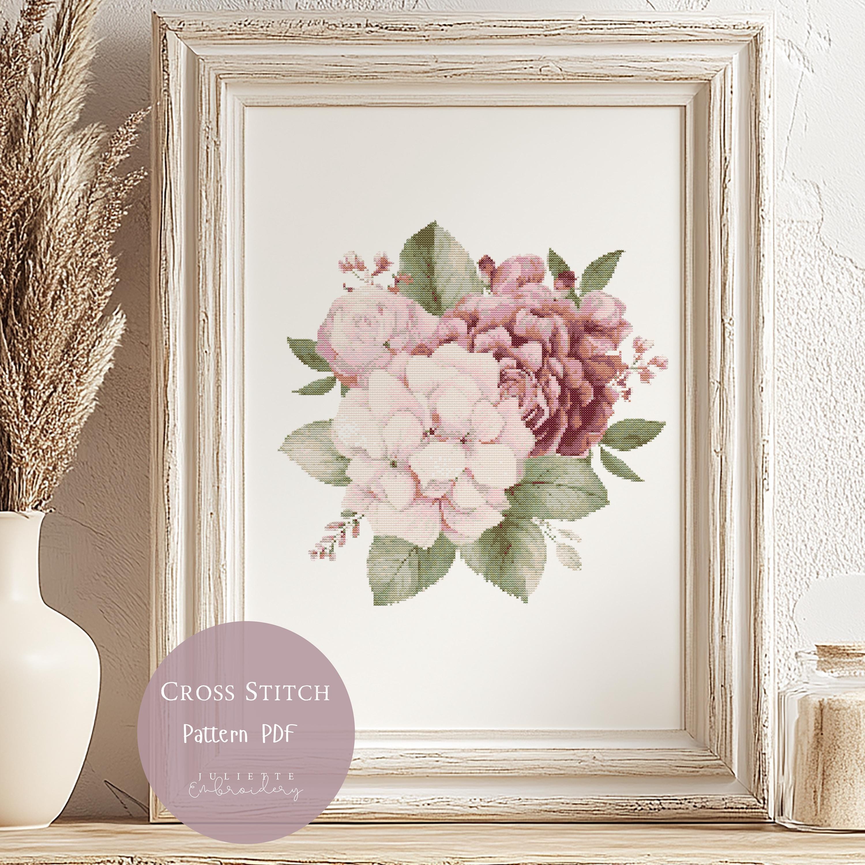 Cross Stitch Pattern Flower Hydrangeas|floral Embroidery Design Pdf ...