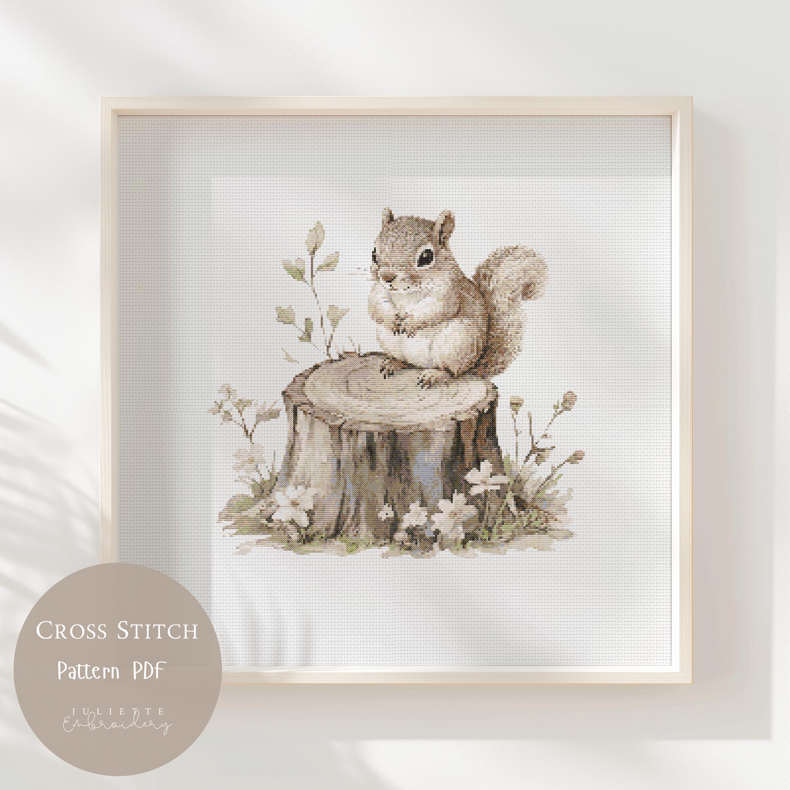 Cross Stitch Pattern With Cute Squirrel | Embroidery Designs PDF ...