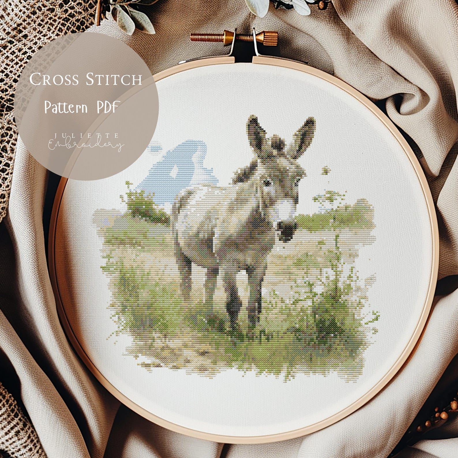 Cross Stitch Pattern Cute Donkey |farm Animal Embroidery Designs PDF ...