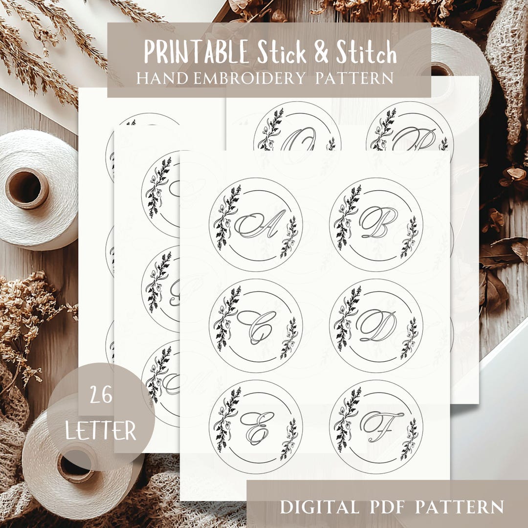 Stick and Stitch Full Alphabet Digital Download, Letter Ornament ...