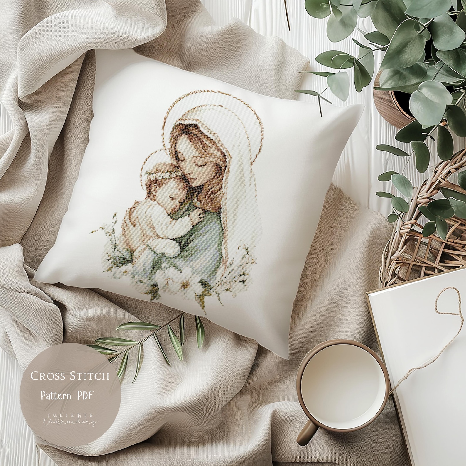 Cross Stitch Pattern Virgin Mary and Jesus |embroidery Designs PDF ...