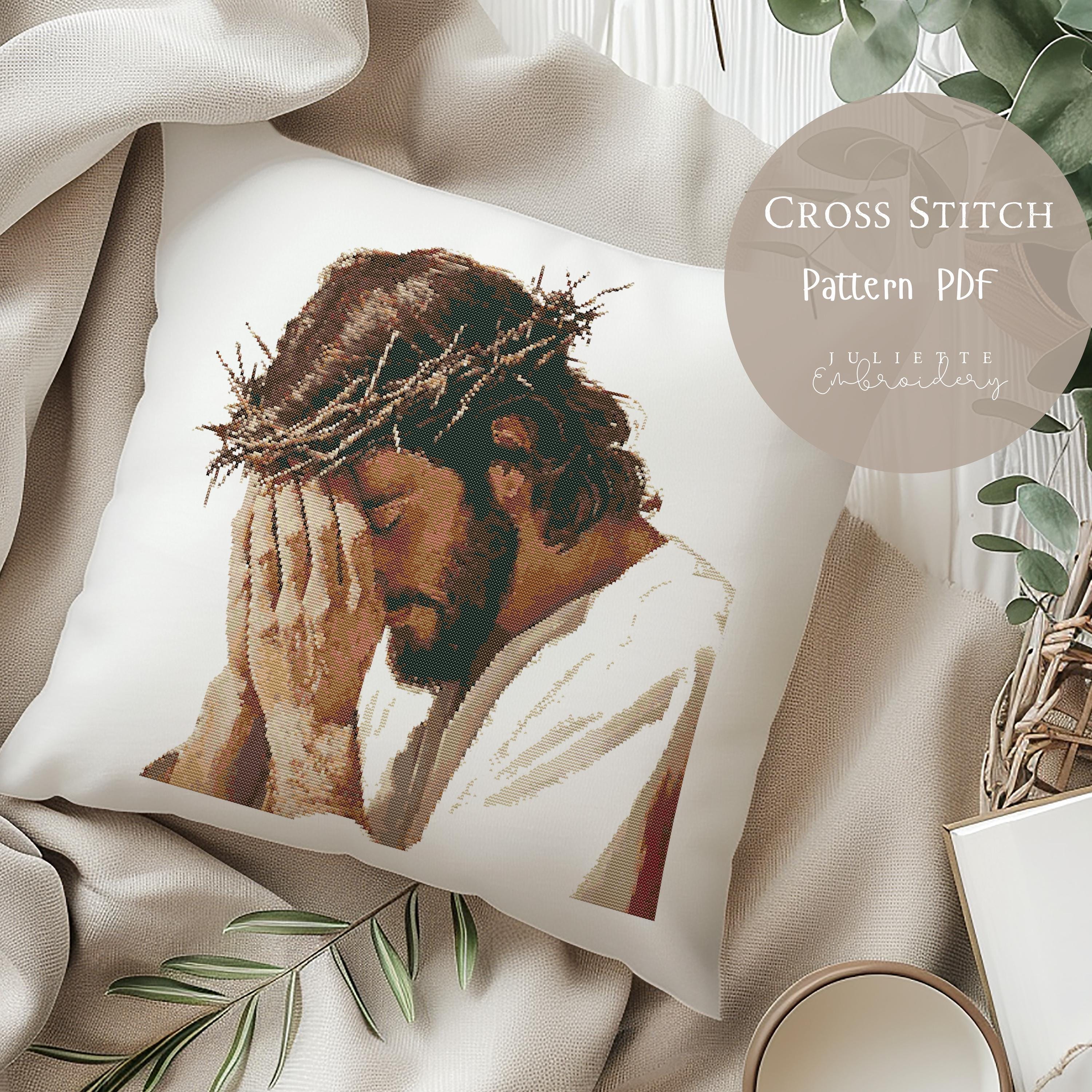 Cross Stitch Pattern Jesus Christ Praying |embroidery Designs PDF ...
