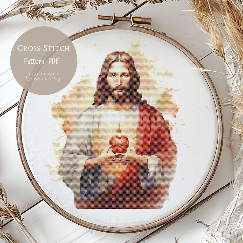 Cross Stitch Pattern Jesus Christ Praying |embroidery Designs PDF ...