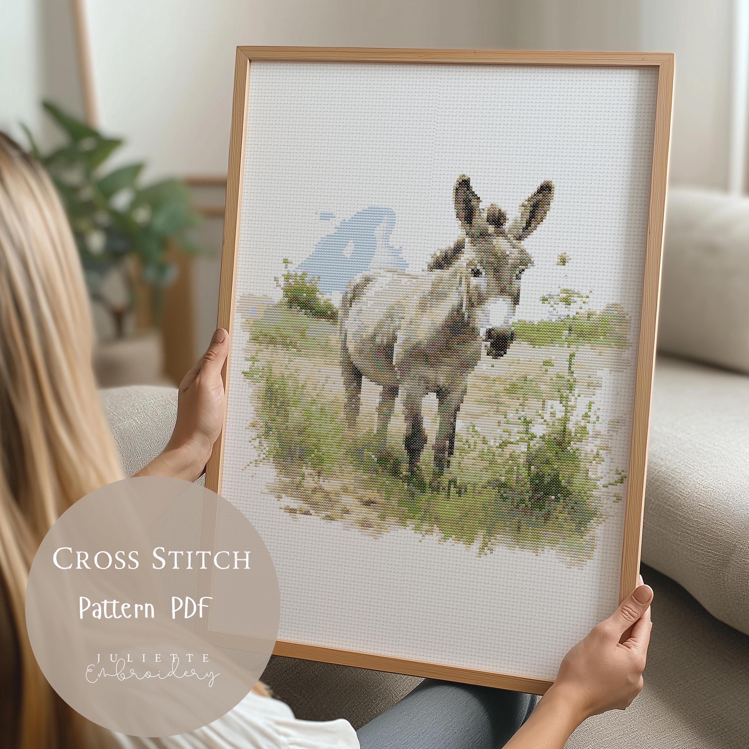 Cross Stitch Pattern Cute Donkey |farm Animal Embroidery Designs PDF ...