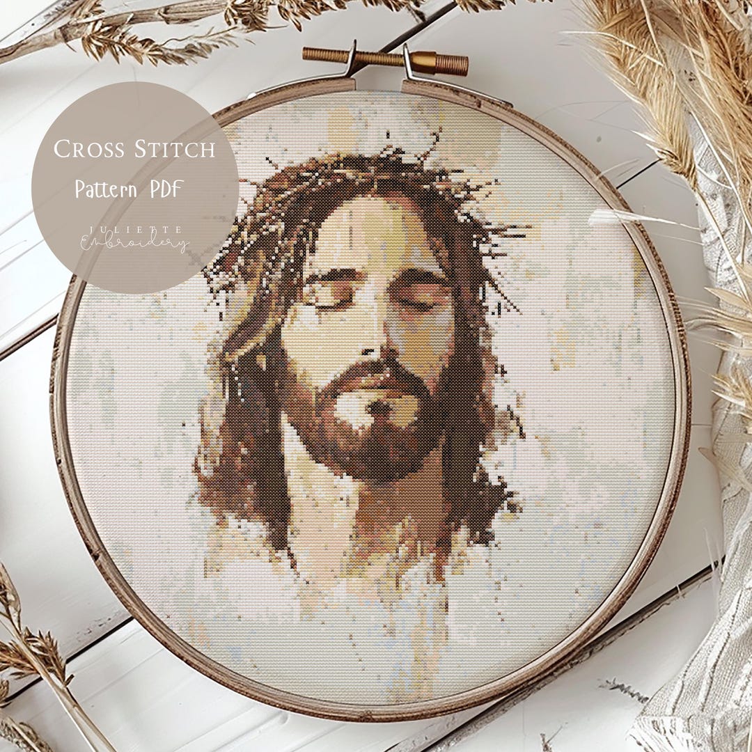 Cross Stitch Pattern Jesus Christ Praying |embroidery Designs PDF ...