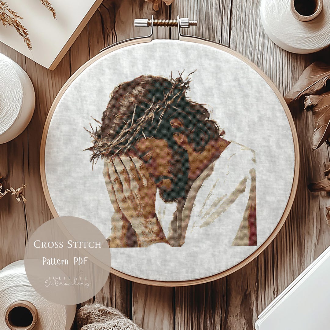 Cross Stitch Pattern Jesus Christ Praying |embroidery Designs PDF ...