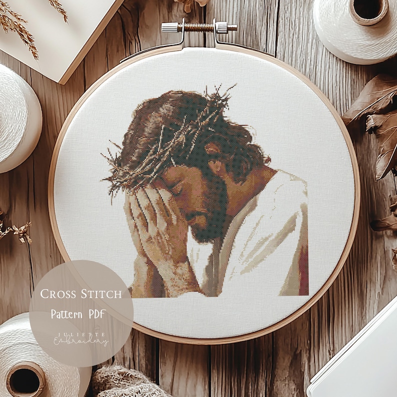 Cross Stitch Pattern Jesus Christ Praying |embroidery Designs PDF ...