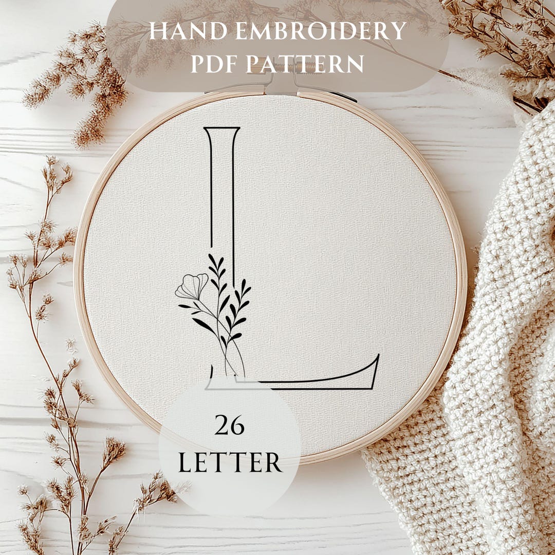 Floral Full Alphabet Embroidery PDF Pattern|letter Embroidery Design ...