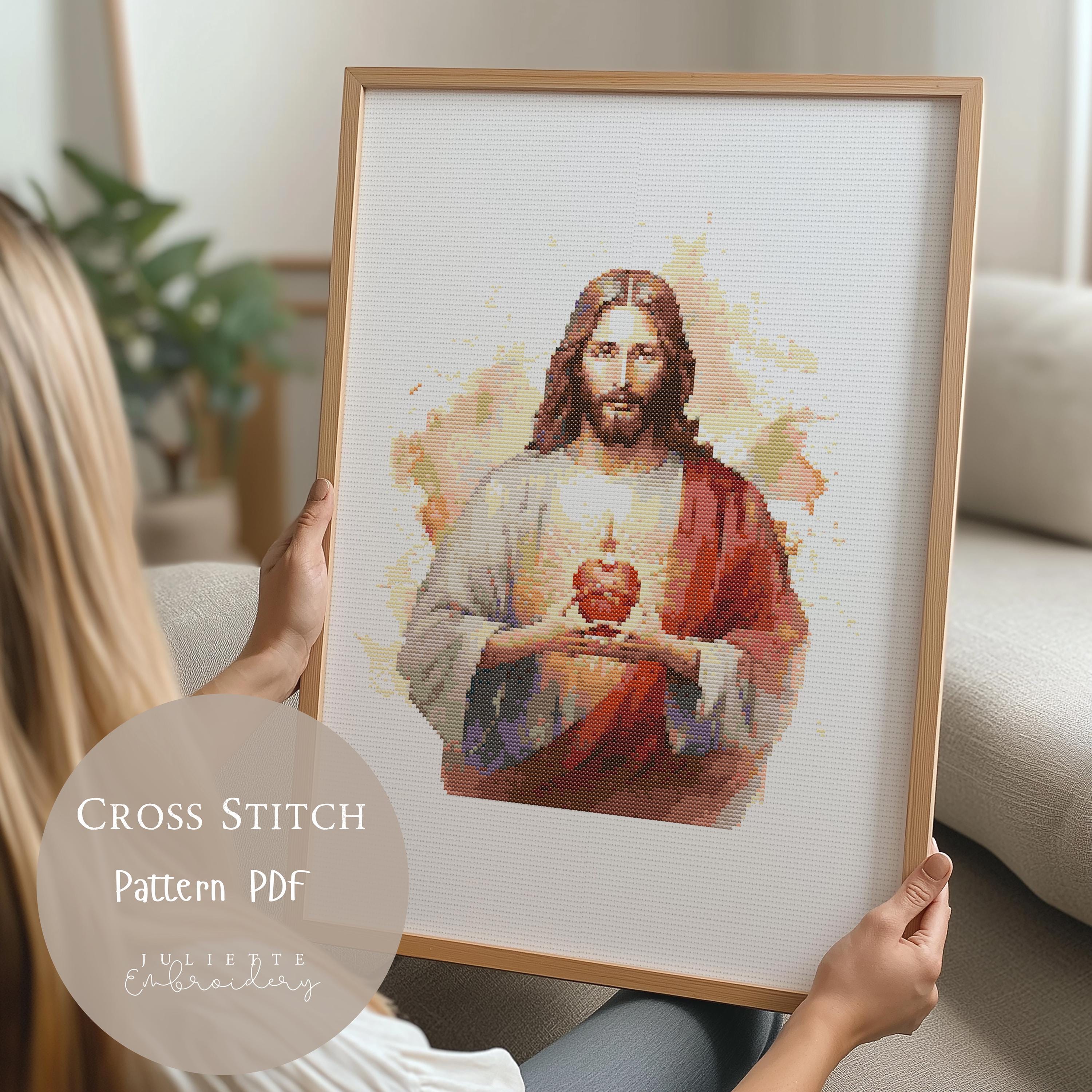 Cross Stitch Pattern Jesus Christ Praying |embroidery Designs PDF ...