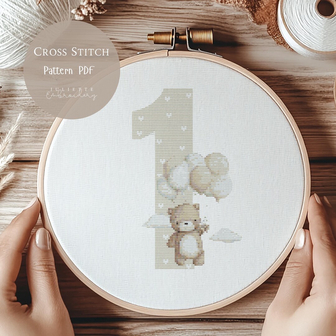 Custom Cross Stitch Number Pattern |beige Number Embroidery Designs PDF ...