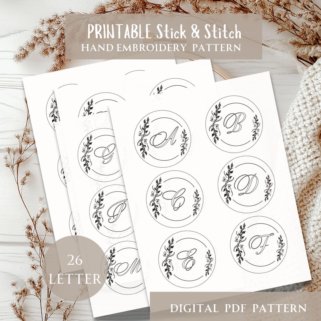Stick and Stitch Full Alphabet Digital Download, Letter Ornament ...