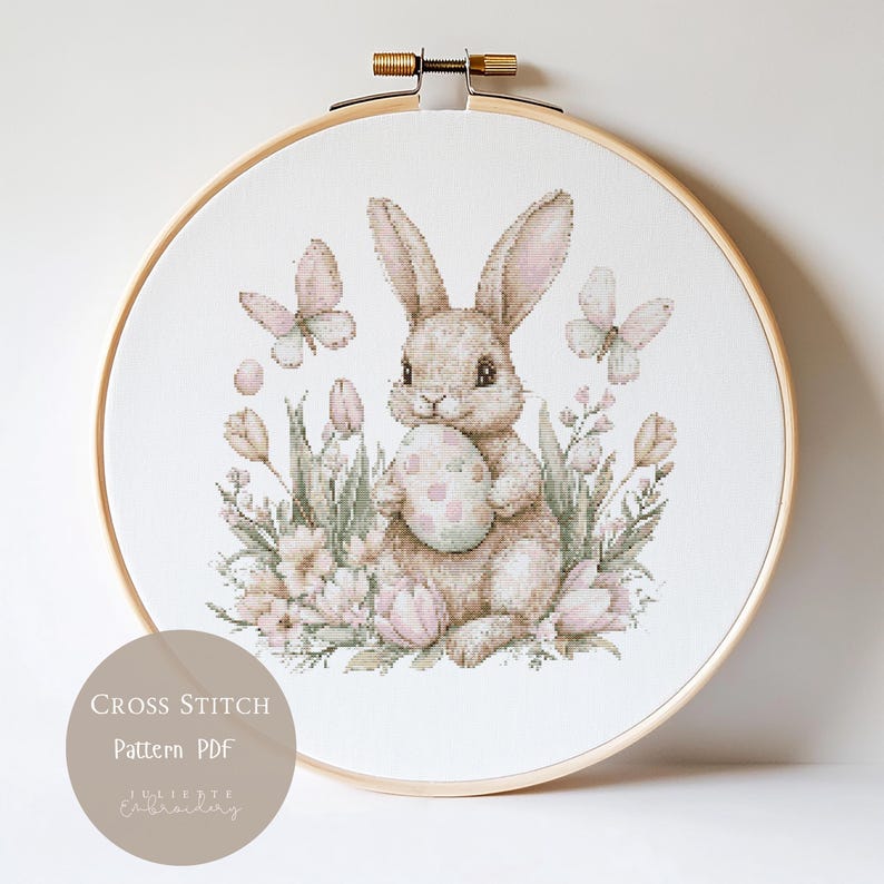 Cross Stitch Pattern With Easter Bunny | Embroidery Designs PDF ...