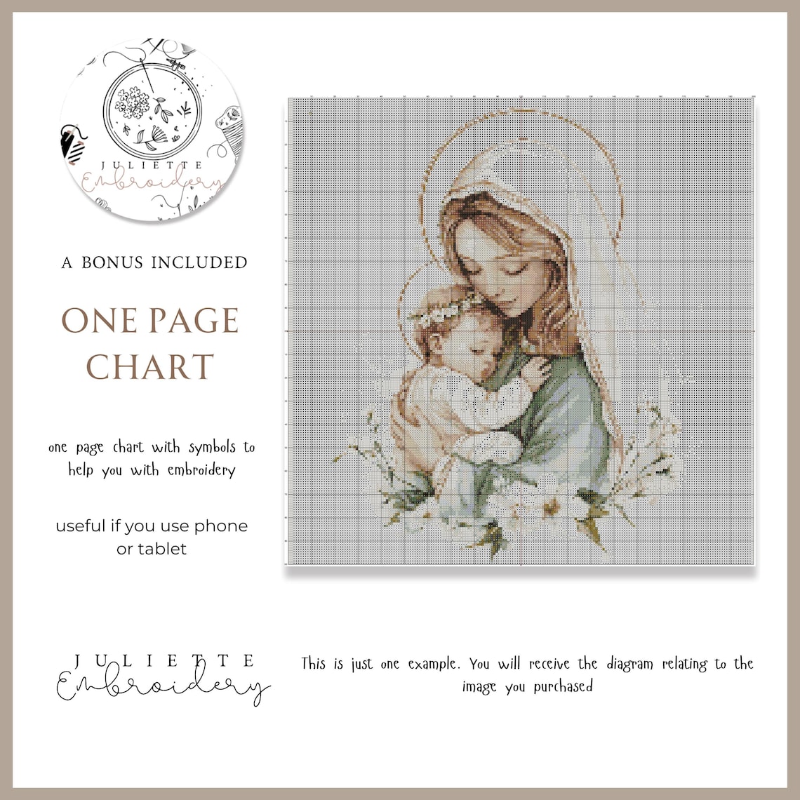 Cross Stitch Pattern Virgin Mary and Jesus |embroidery Designs PDF ...