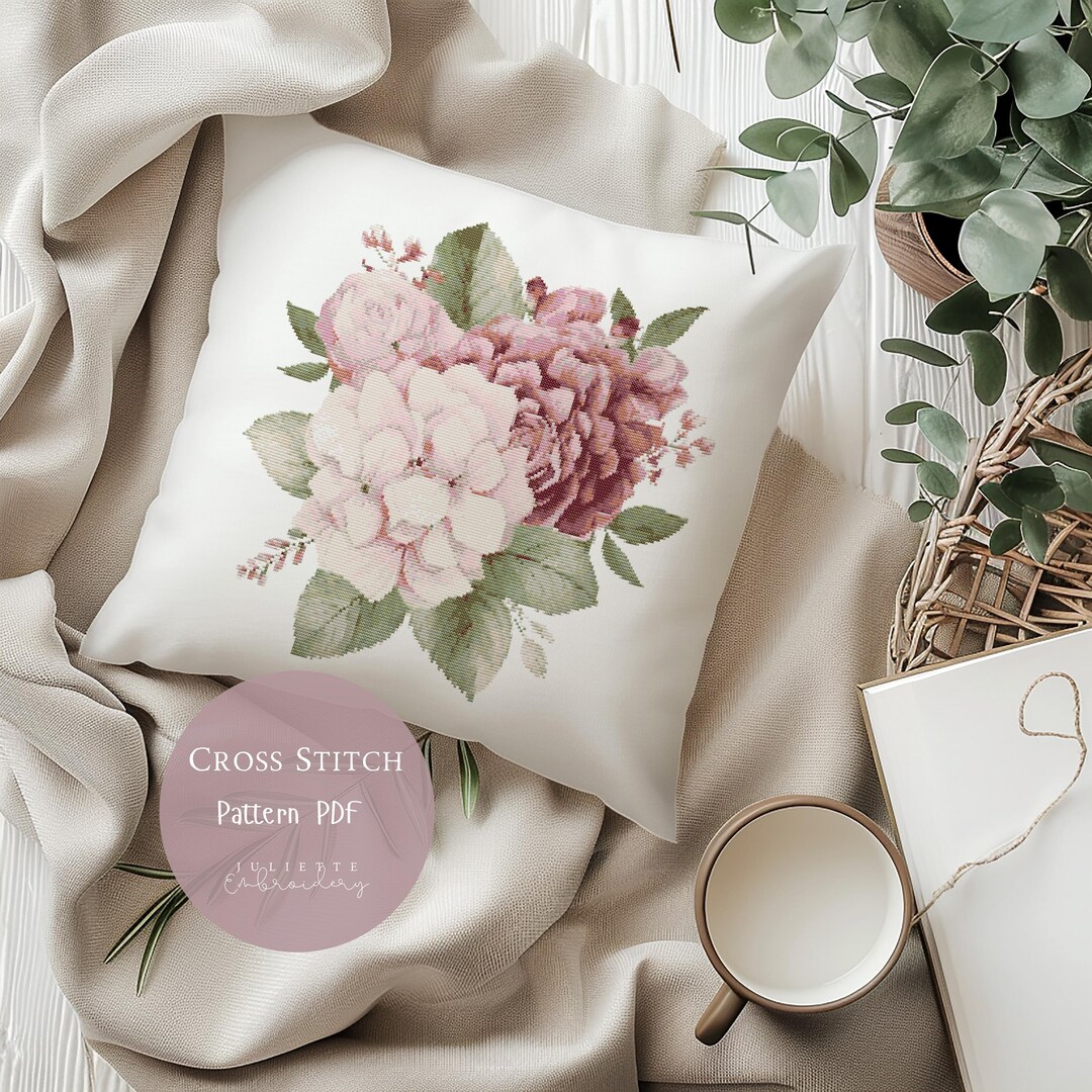 Cross Stitch Pattern Flower Hydrangeas|floral Embroidery Design Pdf ...
