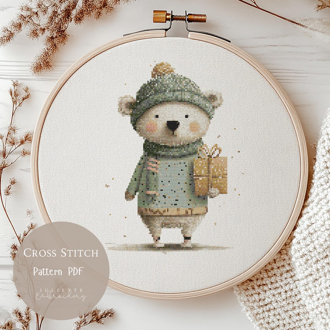Cross Stitch Pattern Teddy Bear Gift | Christmas Nursery Embroidery ...