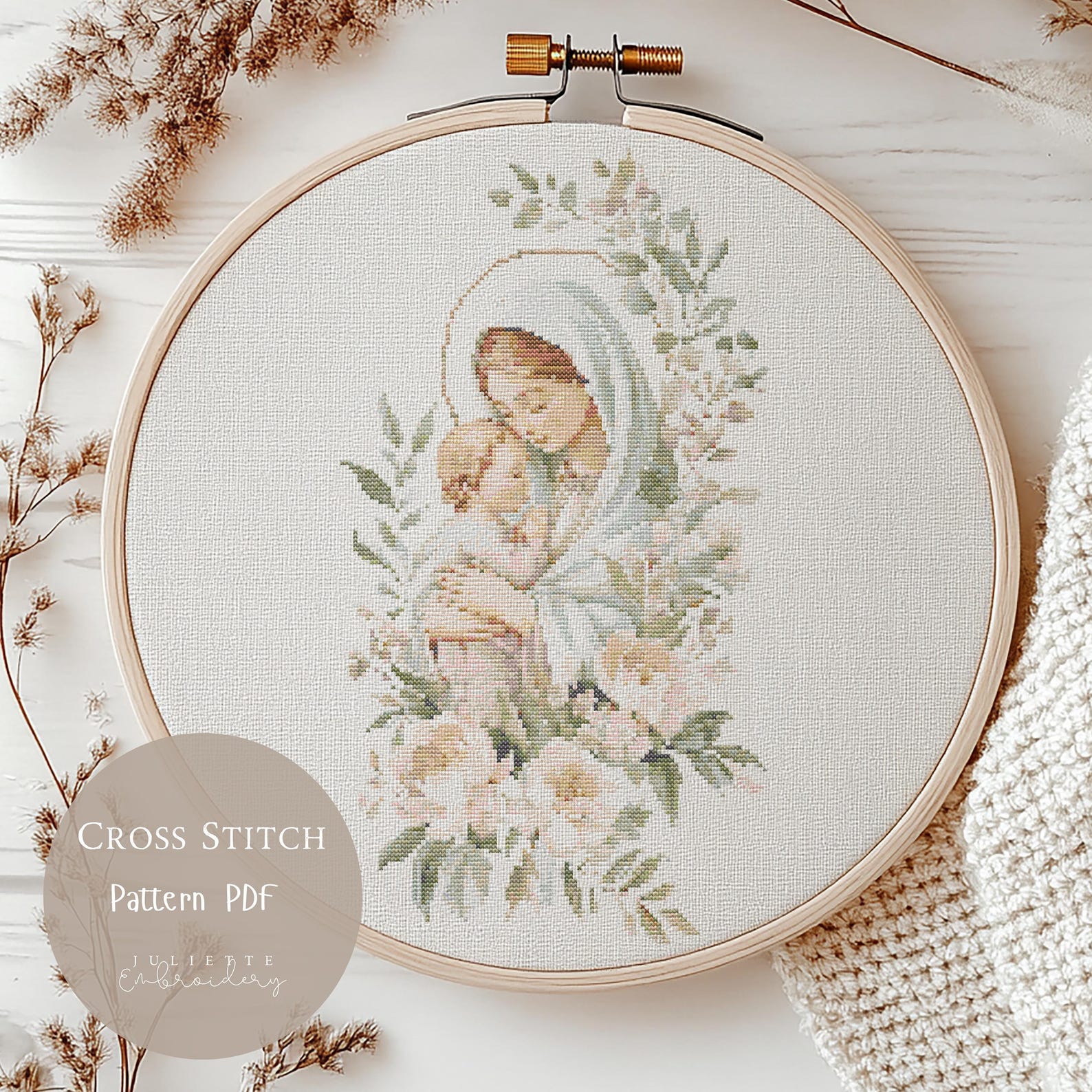 Cross Stitch Pattern Virgin Mary and Jesus | Embroidery Designs PDF ...