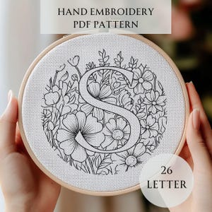 Floral Full Alphabet Embroidery PDF Pattern|letter Embroidery Design ...