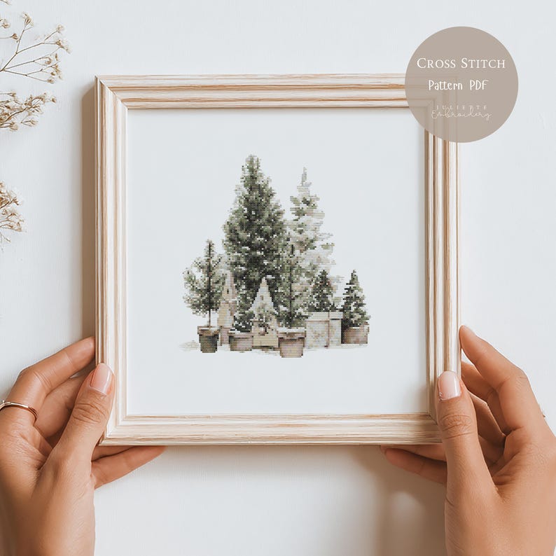 Christmas Trees Cross Stitch Pattern | Modern Embroidery Design (PDF ...