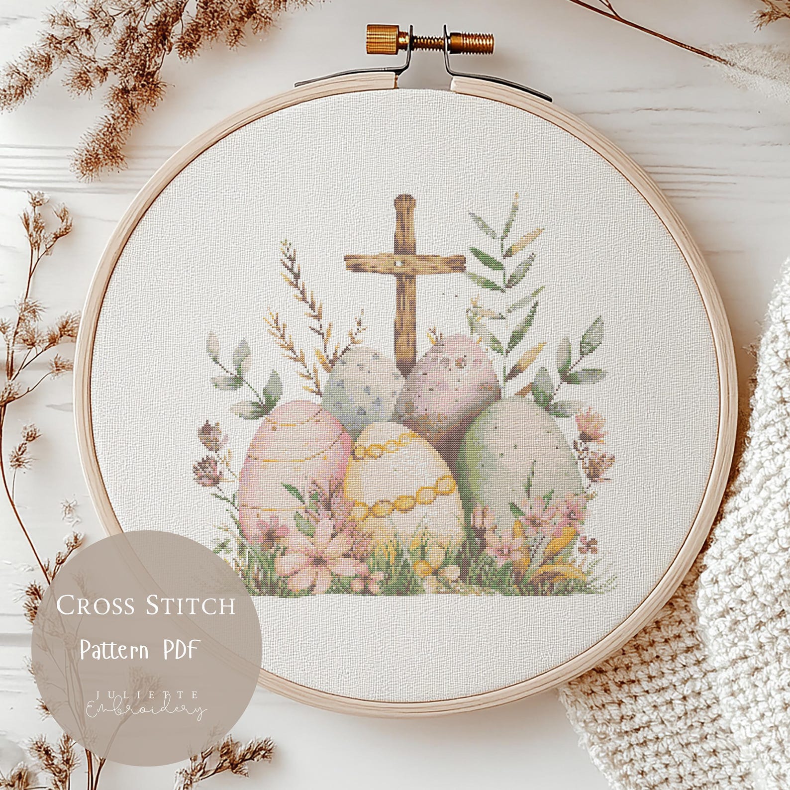 Cross Stitch Pattern With Easter Cross | Embroidery Designs PDF ...