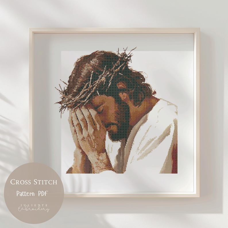 Cross Stitch Pattern Jesus Christ Praying |embroidery Designs PDF ...