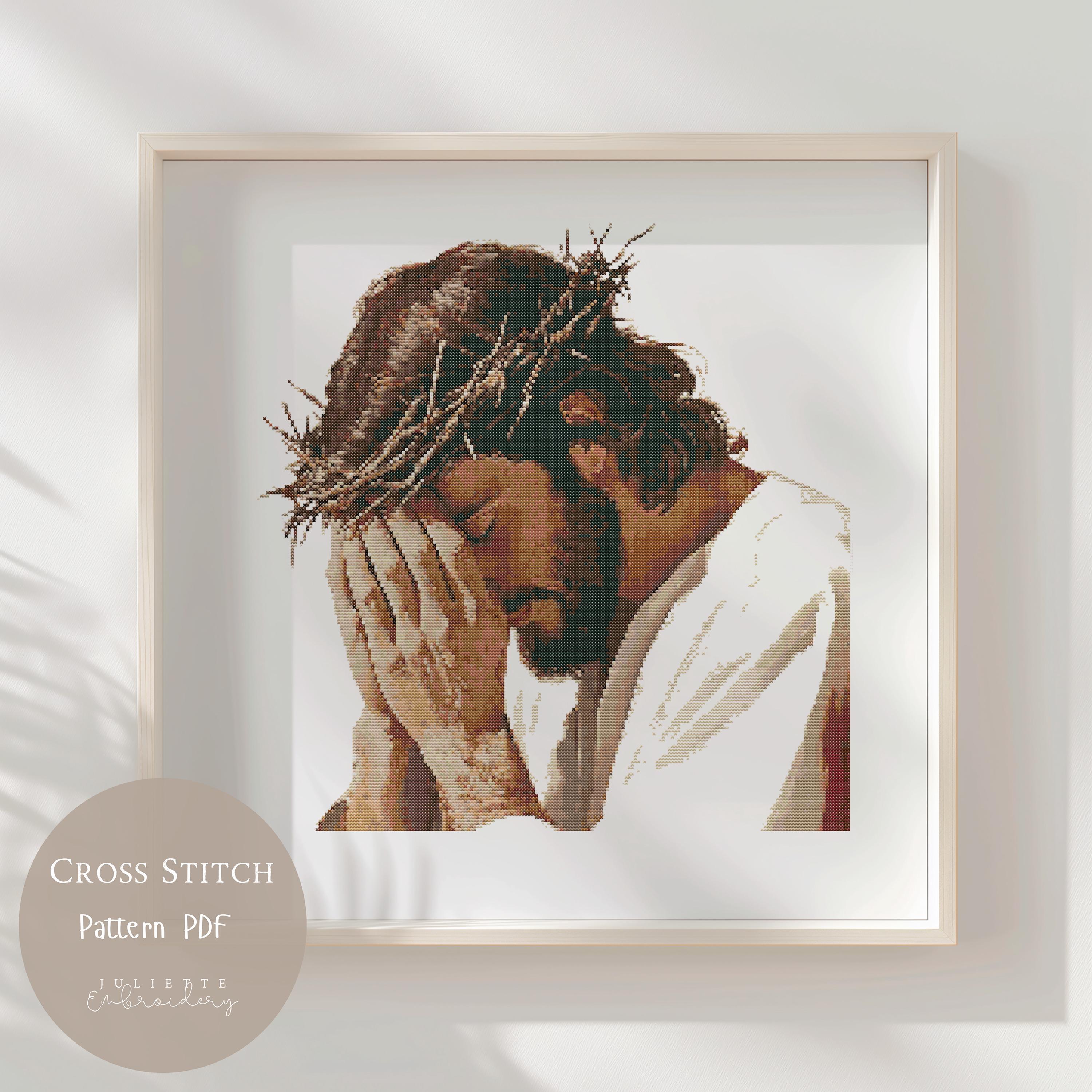 Cross Stitch Pattern Jesus Christ Praying |embroidery Designs PDF ...