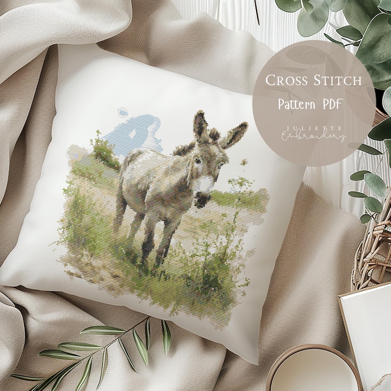 Cross Stitch Pattern Cute Donkey |farm Animal Embroidery Designs PDF ...