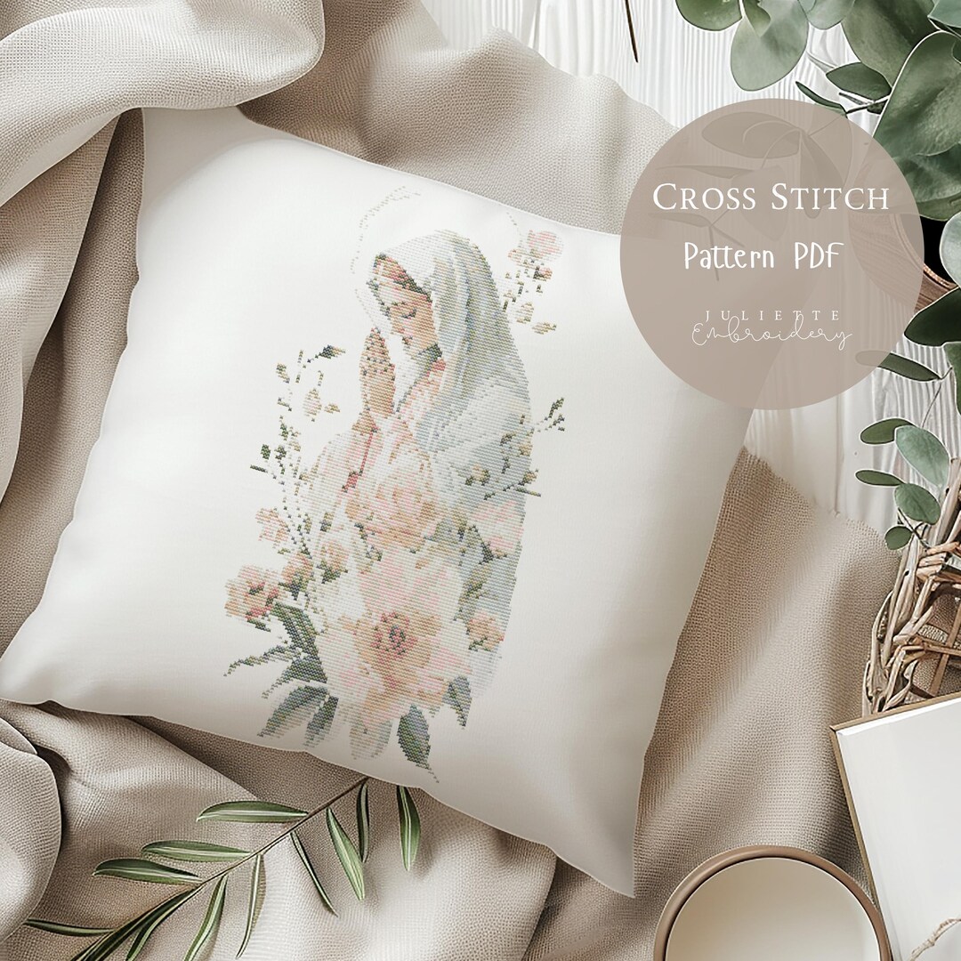 Cross Stitch Pattern Virgin Mary Flower and Jesus |embroidery Designs ...
