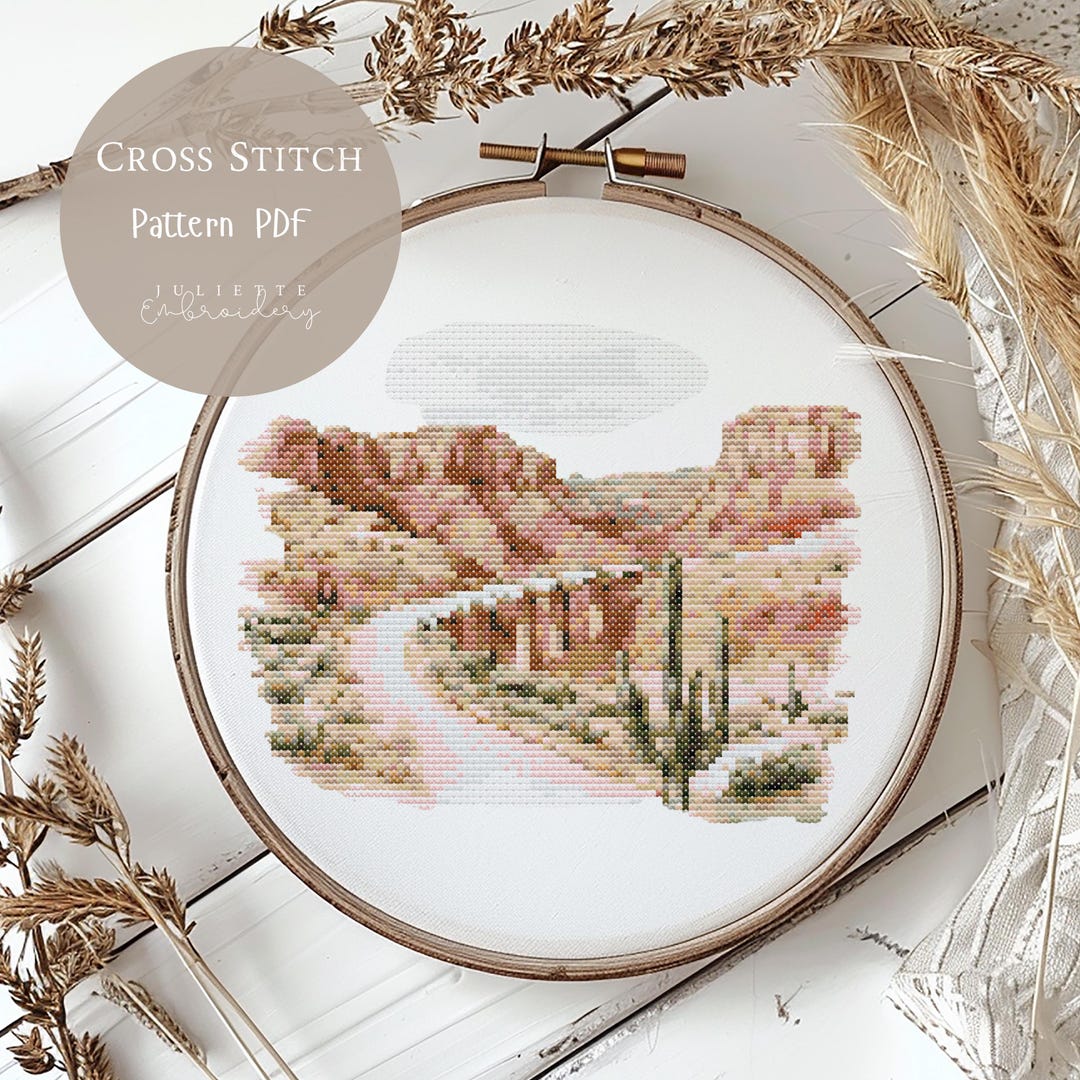 Cross Stitch Pattern Desert Landscape | Desert Embroidery Designs PDF ...