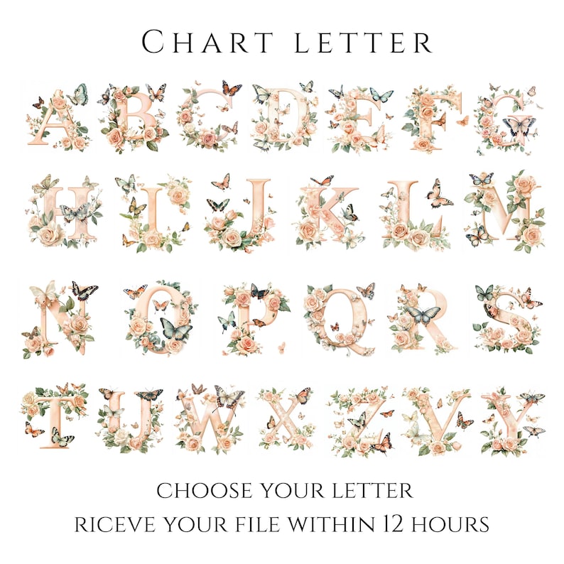 Custom Cross Stitch Alphabet Letter Pattern| Peach Letter Embroidery ...