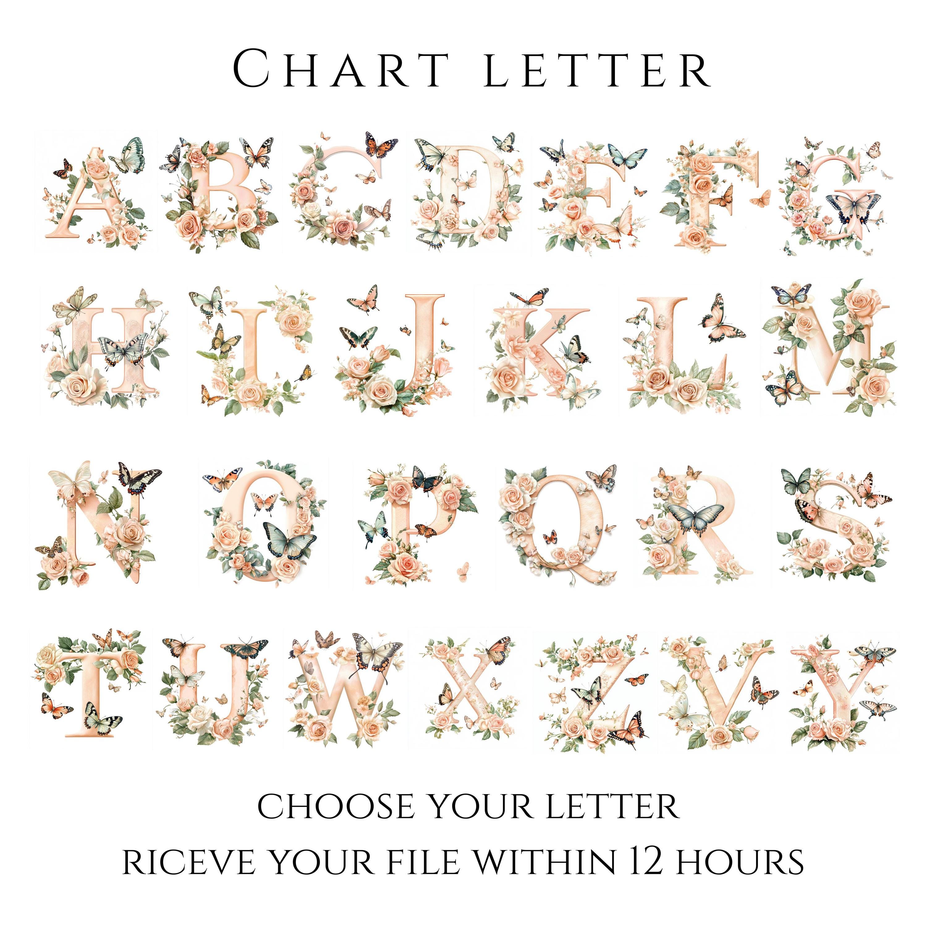 Custom Cross Stitch Alphabet Letter Pattern| Peach Letter Embroidery ...