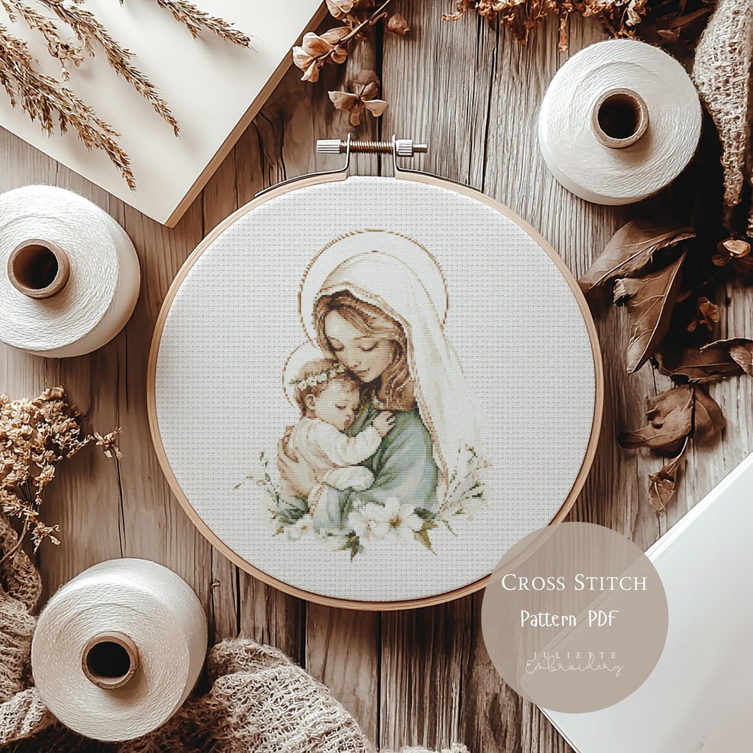 Cross Stitch Pattern Virgin Mary and Jesus |embroidery Designs PDF ...