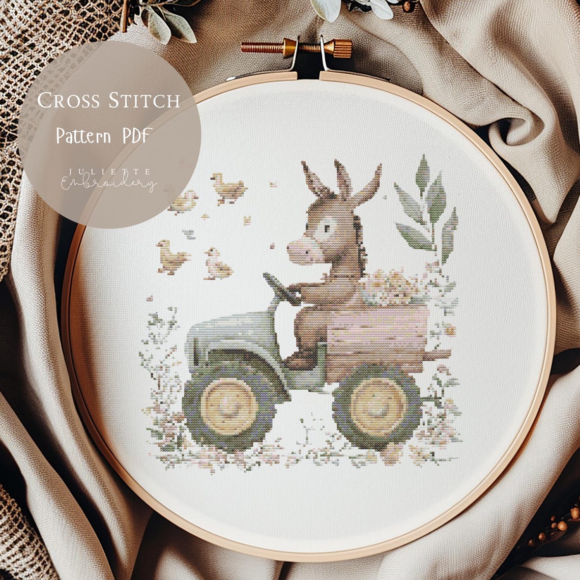 Cross Stitch Pattern Cute Donkey | Farm Animal Embroidery Designs PDF ...