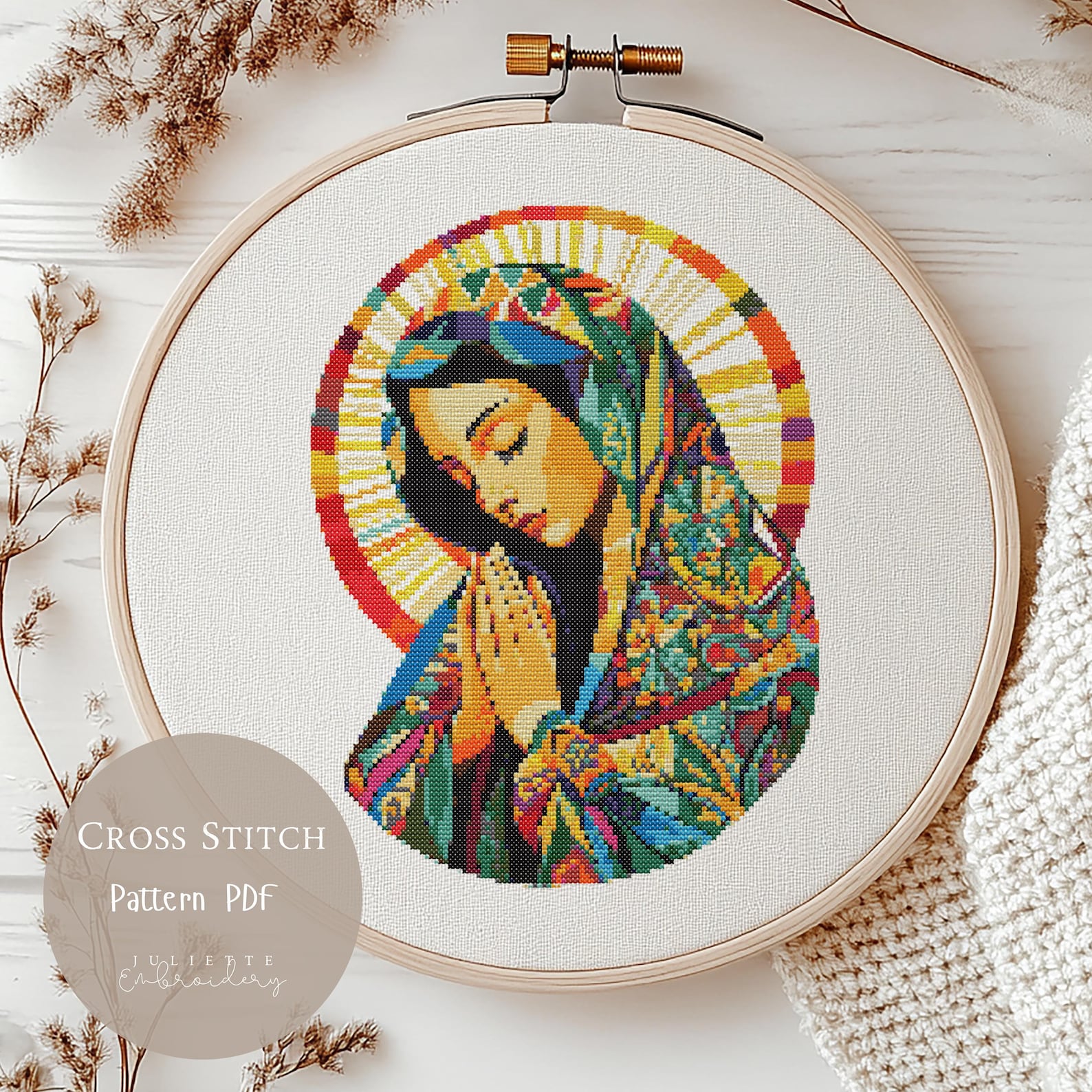 Cross Stitch Pattern Virgin Mary |our Lady Guadalupe Embroidery Designs ...