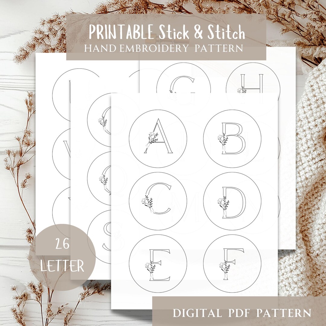 Stick and Stitch Full Alphabet Digital Download, Letter Ornament ...