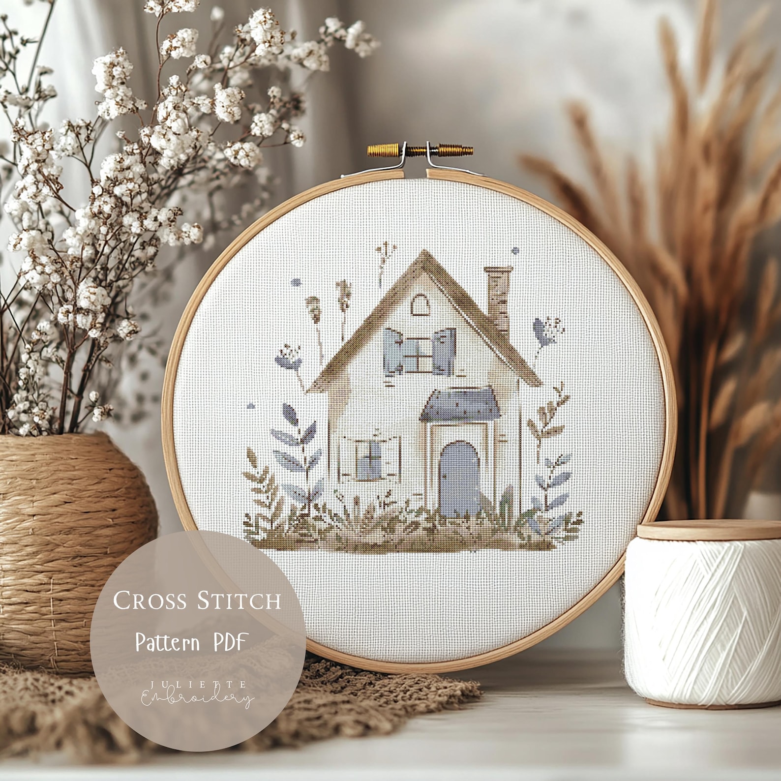 Cross Stitch Pattern Cute House| Home Cross Stitch Embroidery Designs ...