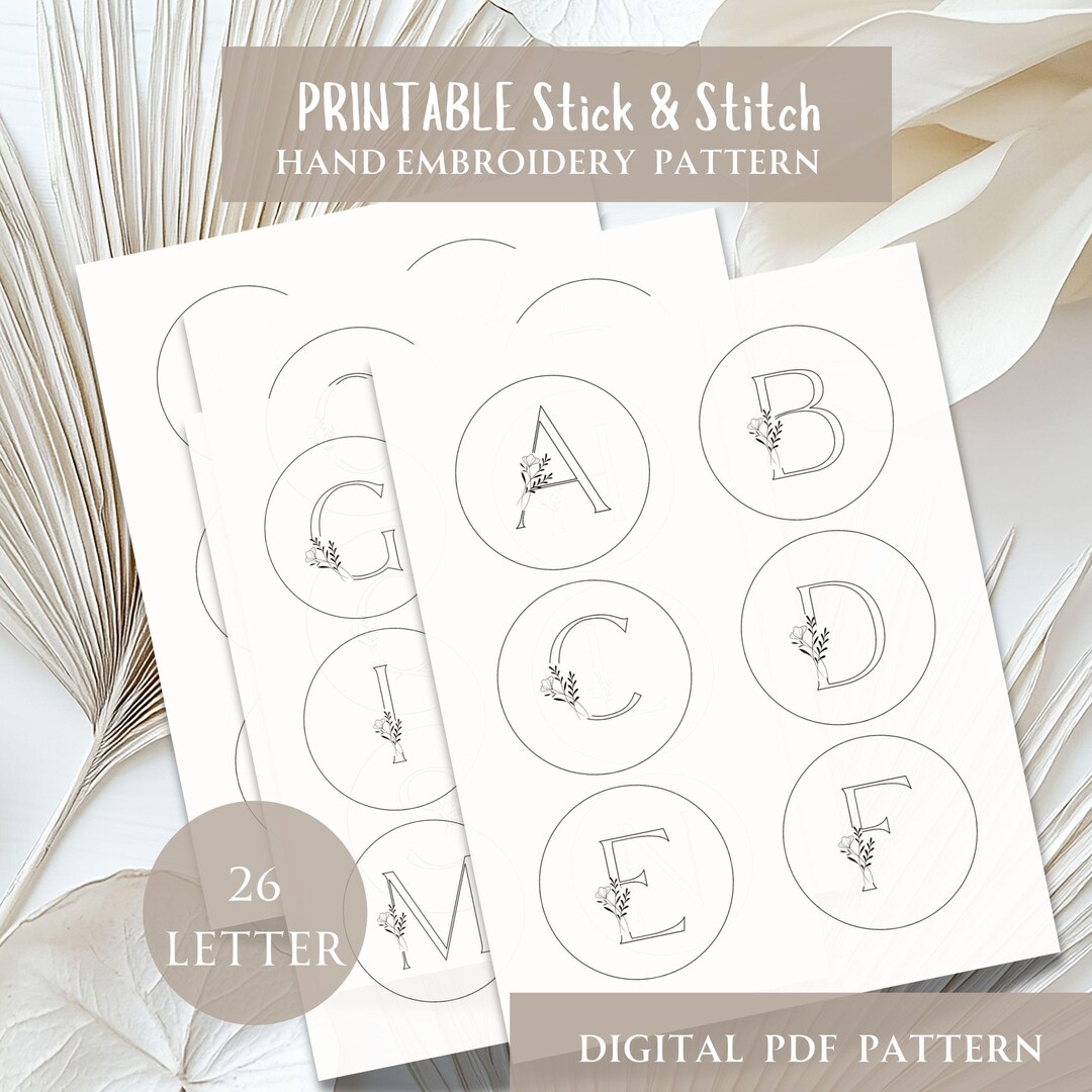 Stick and Stitch Full Alphabet Digital Download, Letter Ornament ...
