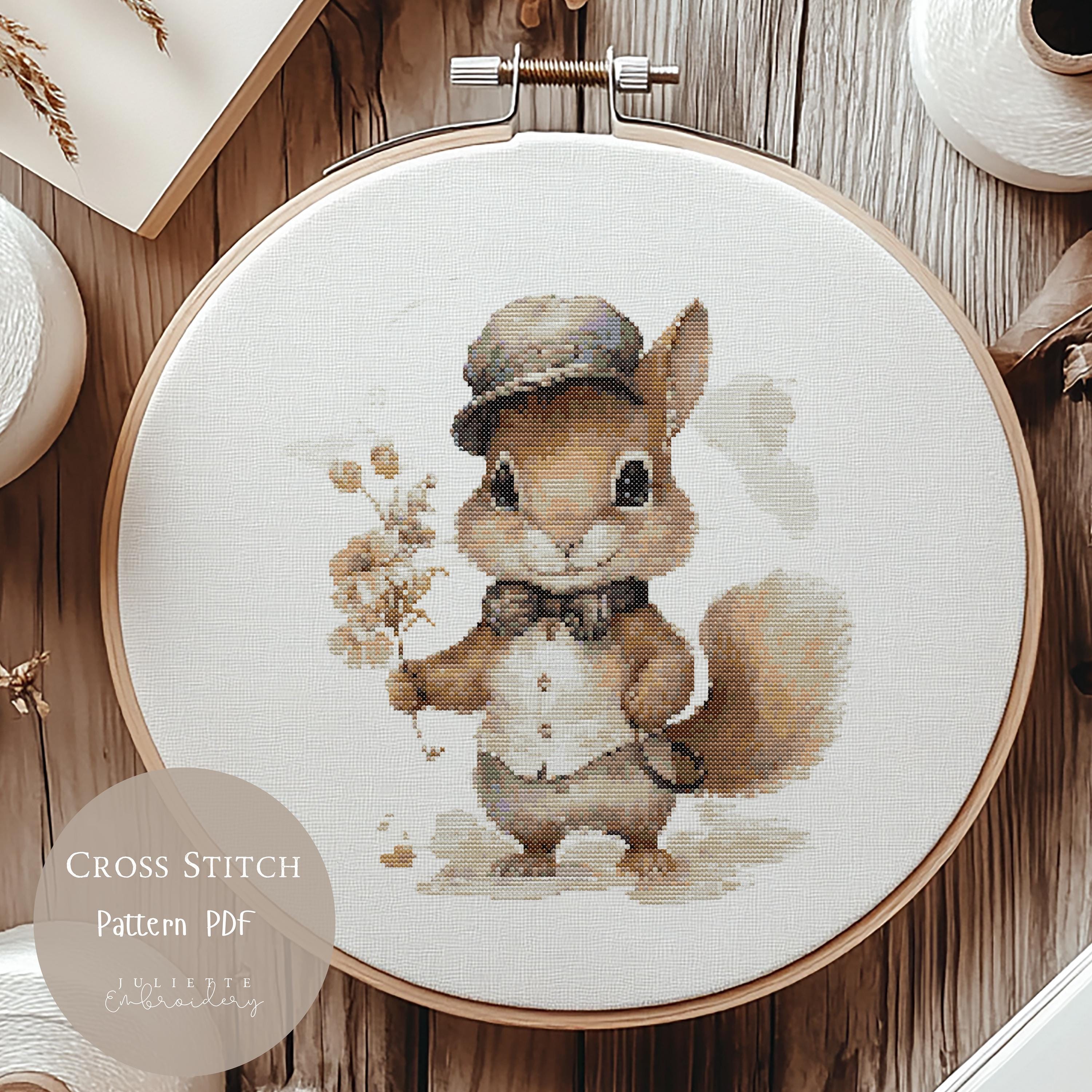 Cross Stitch Pattern With Cute Squirrel | Embroidery Designs PDF ...
