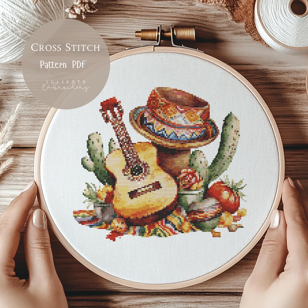 Cross Stitch Pattern Party Mexican | Fiesta Mexico Embroidery Designs ...