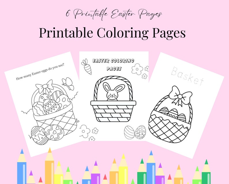Easter Coloring Page Book, Adults + Kids- Instant Download Coloring ...