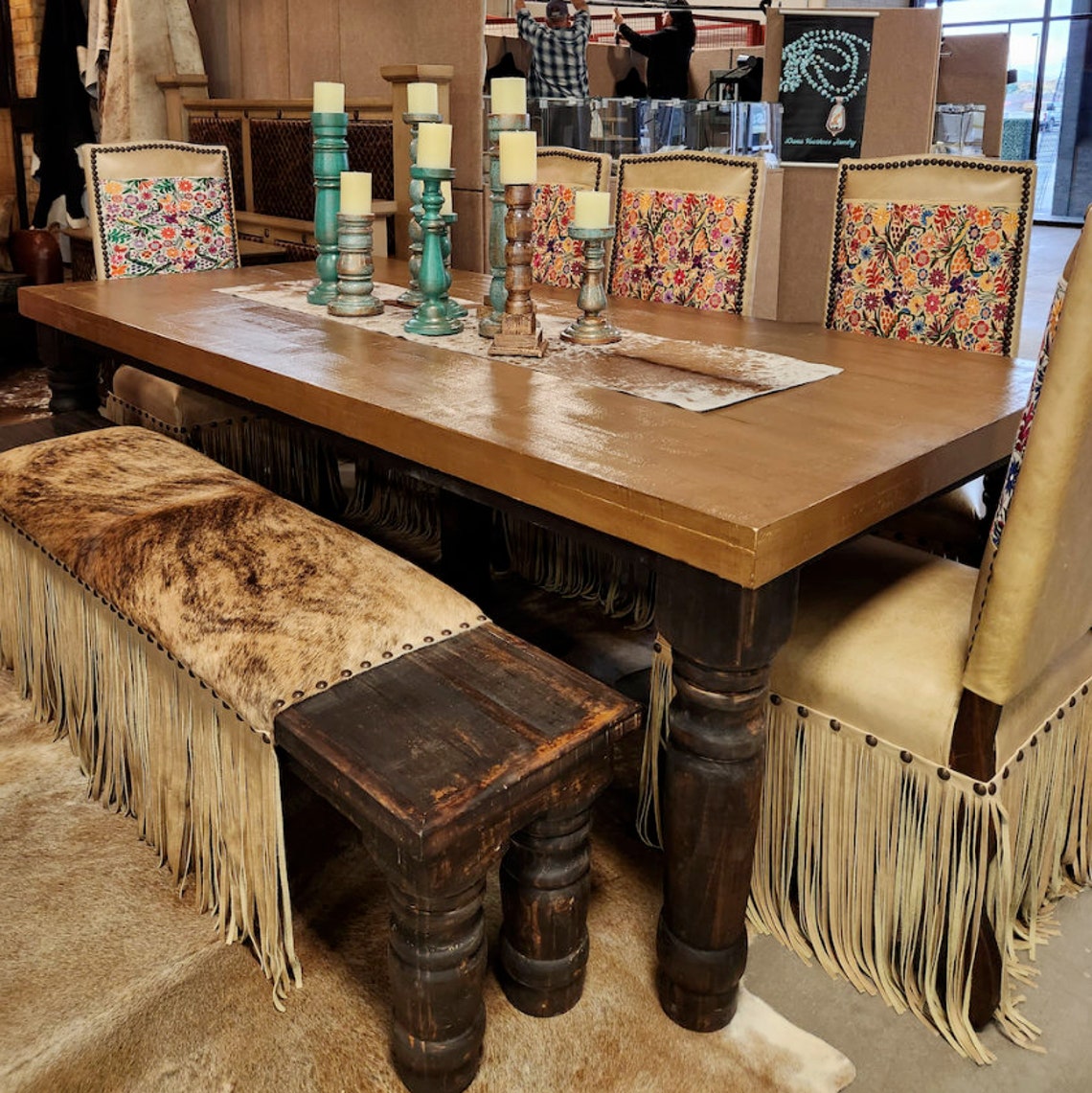 Waco Dining Bench With Fringe by Ranch & Co. Interiors | 81 Inch Dining ...
